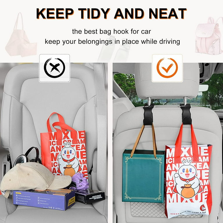 Car Purse Hooks Leather Auto Headrest Hangers Car Seat Hooks for Purses and Bags Seat Hook 4 Pack Walmart