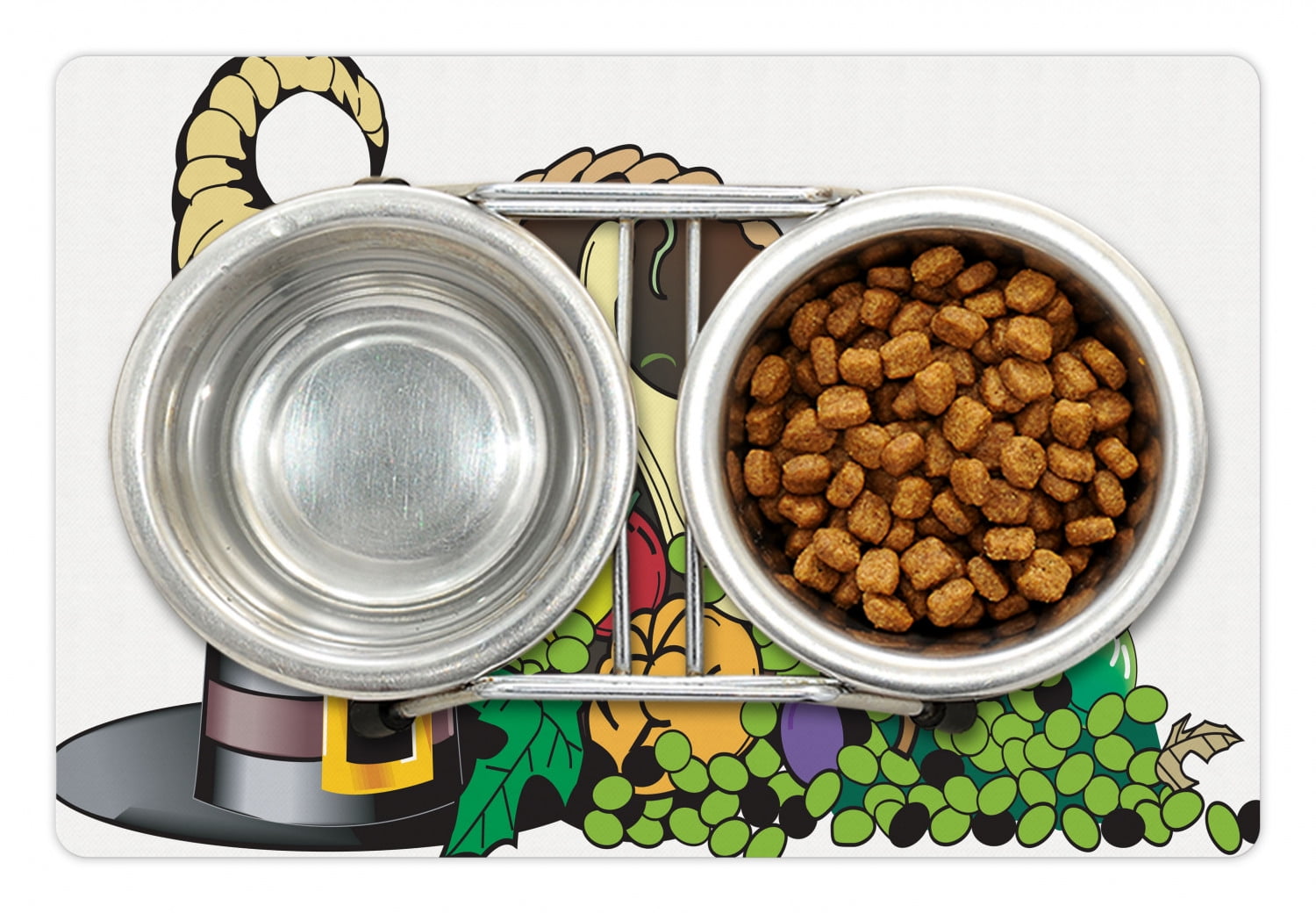 Bountiful Harvest Pet Mat for Food and Water, Colorful Cornucopia ...
