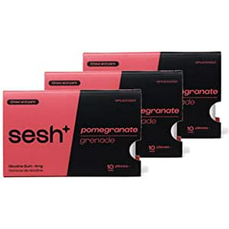 Sesh+ Nicotine Gum, Pomegranate, 30 Pieces, 4mg Per Piece - Help Quit ...