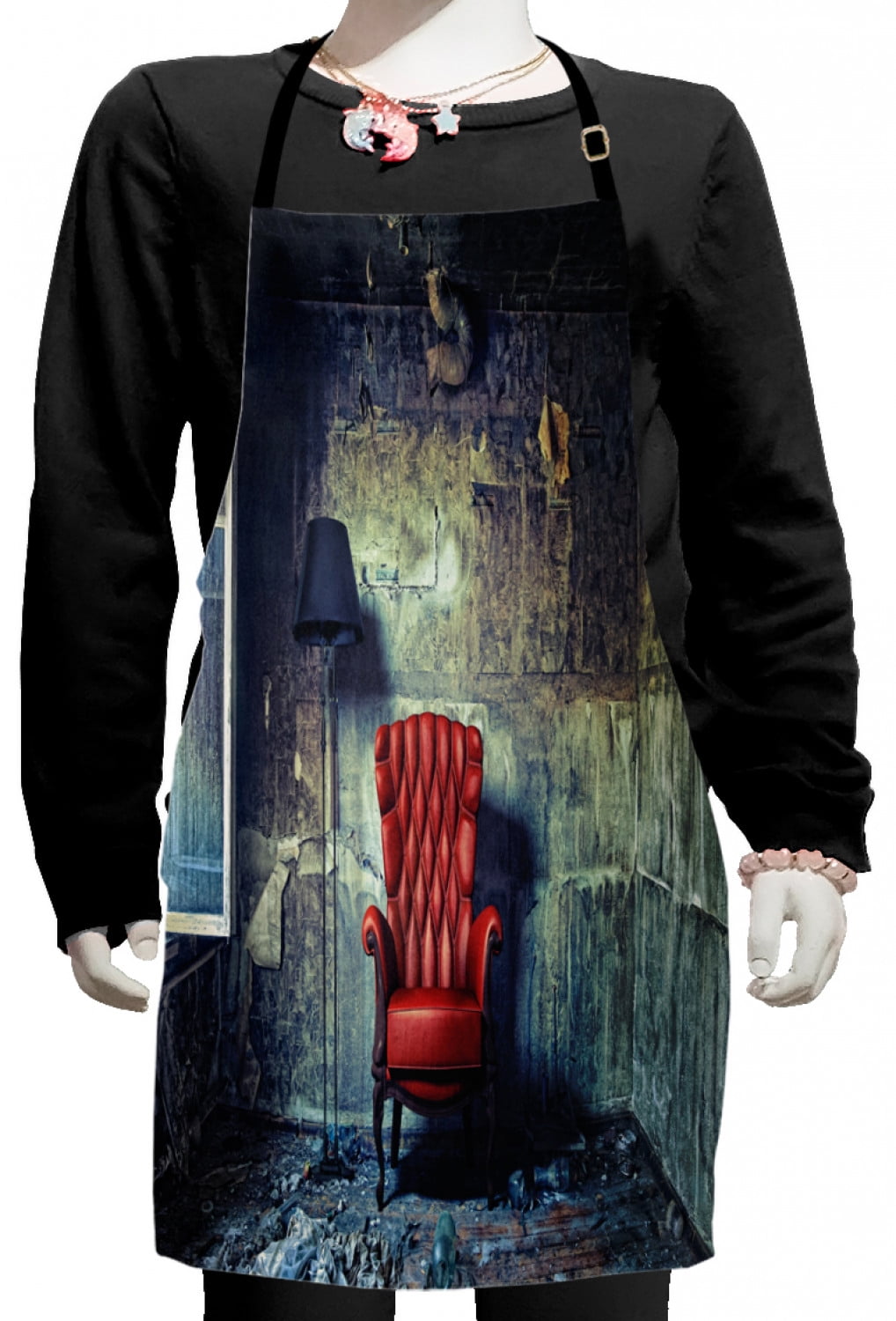 Antique Kids Apron, Old Armchair in Grunge Retro Interior Damaged Messy ...