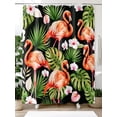 Pink Flamingos Shower Curtain, Green Tropical Leaf Hibiscus Flower ...