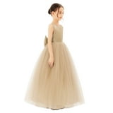 Ekidsbridal Satin Backless Tulle Formal Flower Girl Dress for Junior ...
