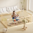 Homlux Large Wooden Baby Playpen with Gate, Adjustable Panel Play Yard ...