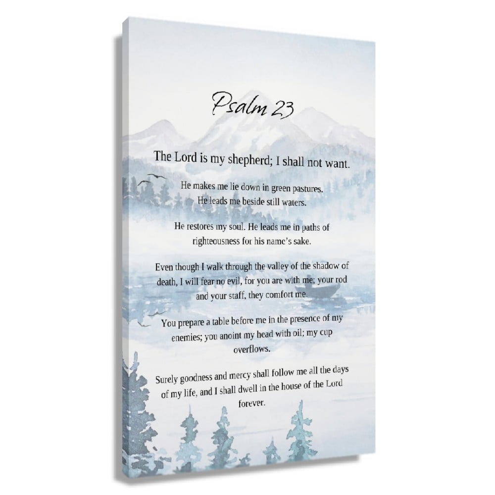Psalm 23 The Lord Is My Shepherd Bible Verse Wall Art Mountain Wall Art ...