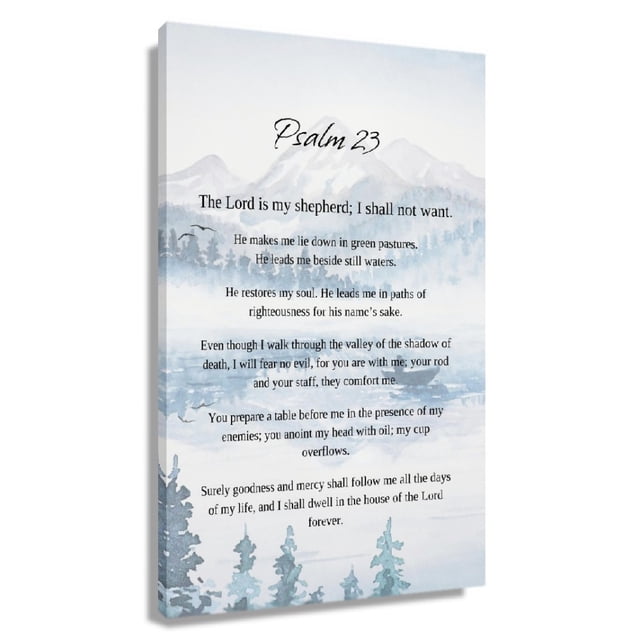 Psalm 23 The Lord Is My Shepherd Bible Verse Wall Art Mountain Wall Art ...