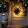 19.6-Inch Solar Sun-Shaped Wall Decor – LED Metal Art, Outdoor/Indoor ...