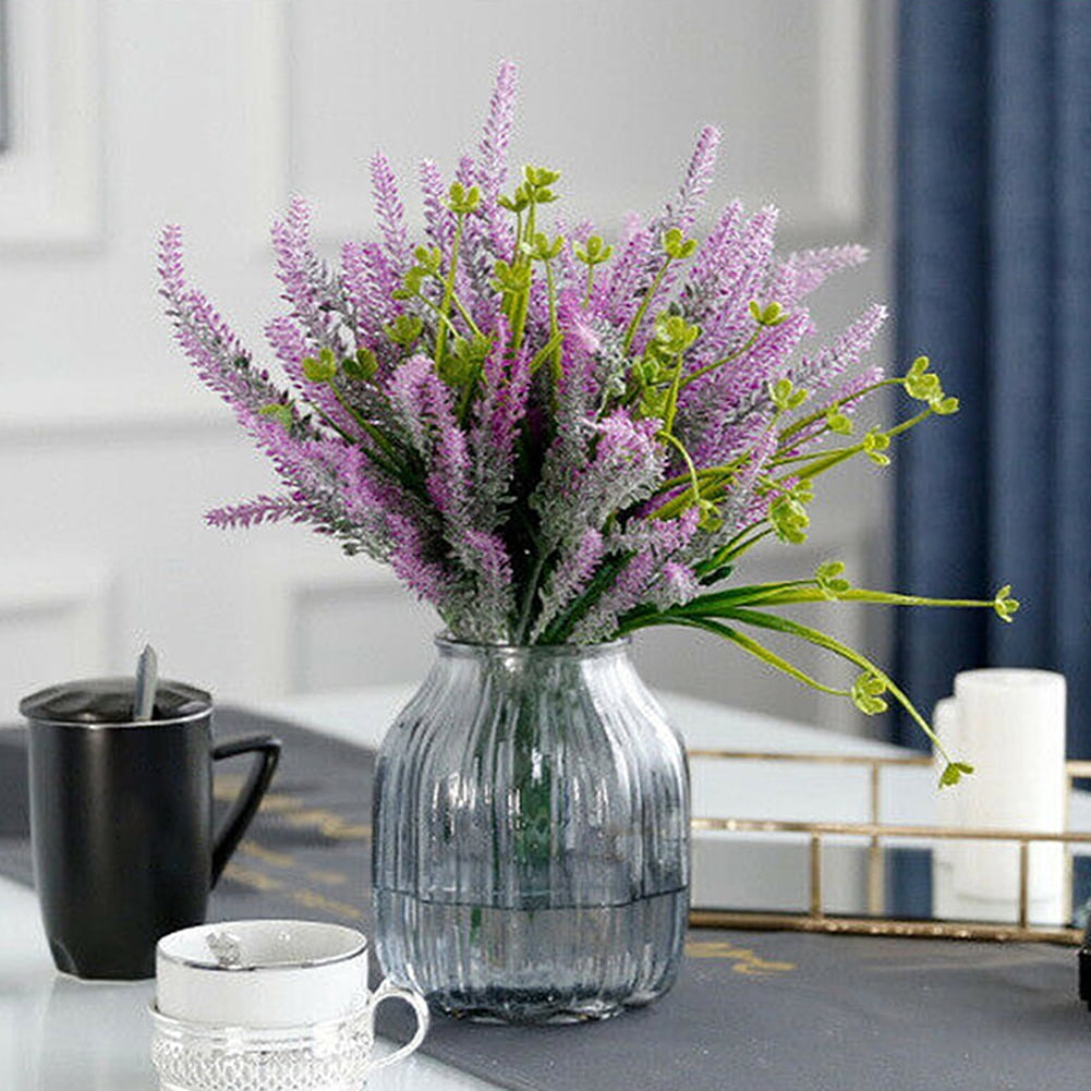 Manunclaims 1 Bundle Fake Flowers Artificial Lavender Faux Plastic ...