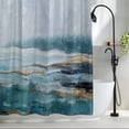 Blue Grey Oil Painting Shower Curtains for Bathroom, Modern Abstract ...