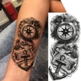 1 Sheet 3D Realistic Priate Ship Anchor Compass Temporary For Men Women ...