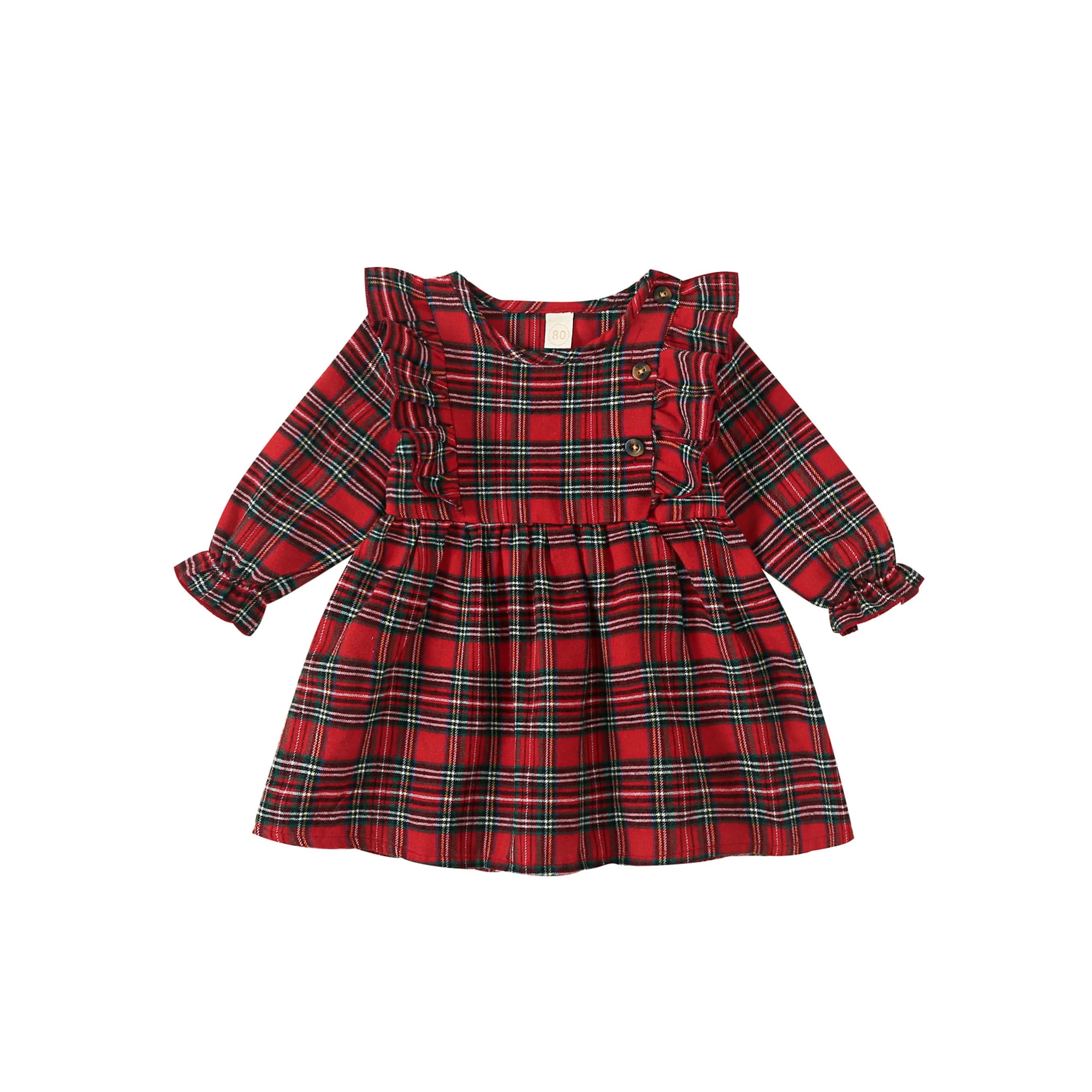 Click here for Gupgi Toddler Baby Girl Plaid Dress Long Sleeve Ru... prices
