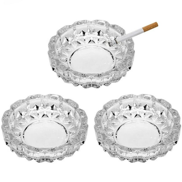 3 Pack Round Heavy Duty Glass Smoking Ashtray for Indoor and Outdoor ...