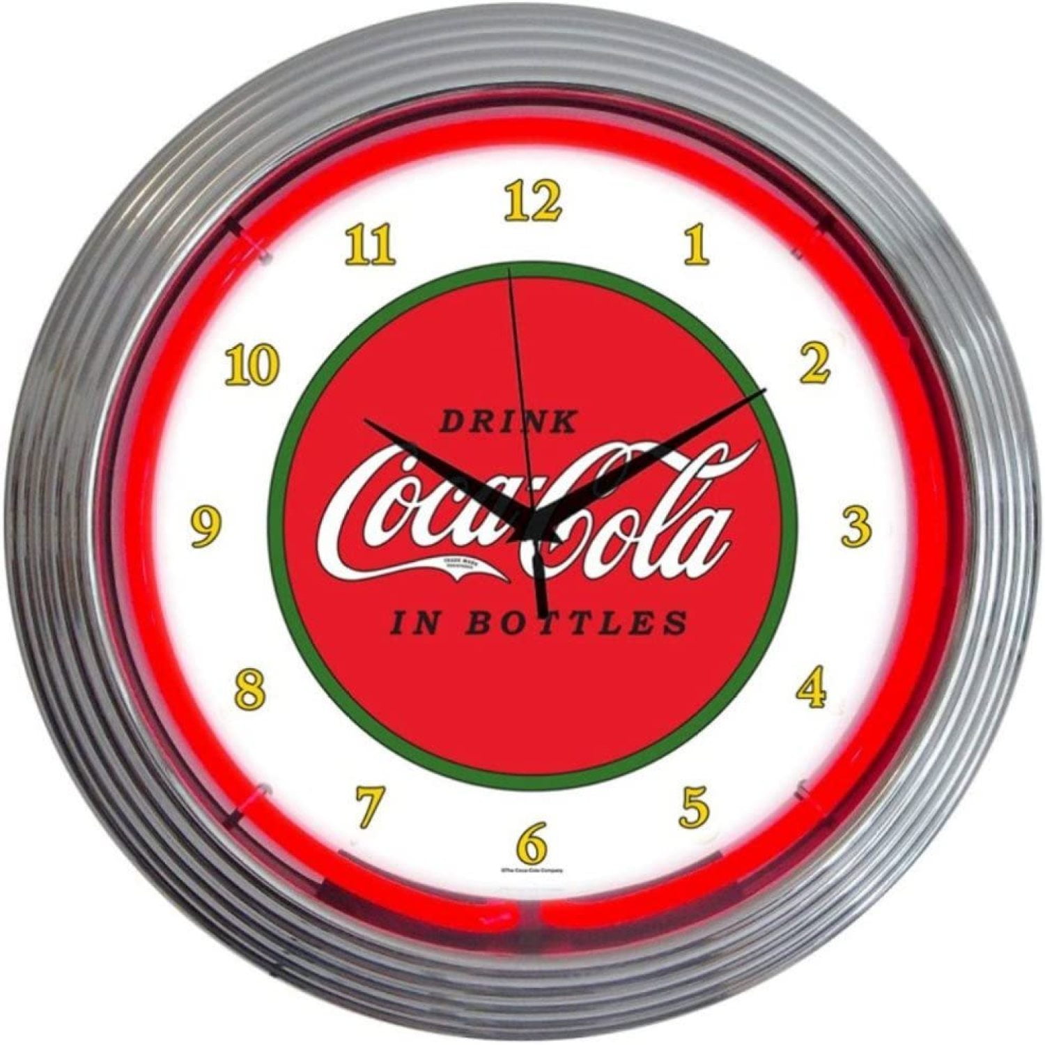 Bilot Drinks Coca Cola 1910 Classic Neon Wall Clock, 15-Inch, Chrome ...
