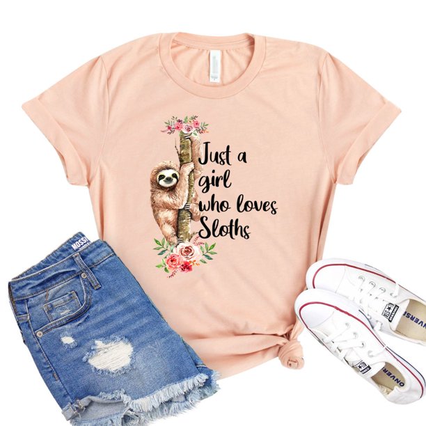 Just A Girl Who Love Sloths T-shirt Animal Lover Shirt Lazy Sloth ...