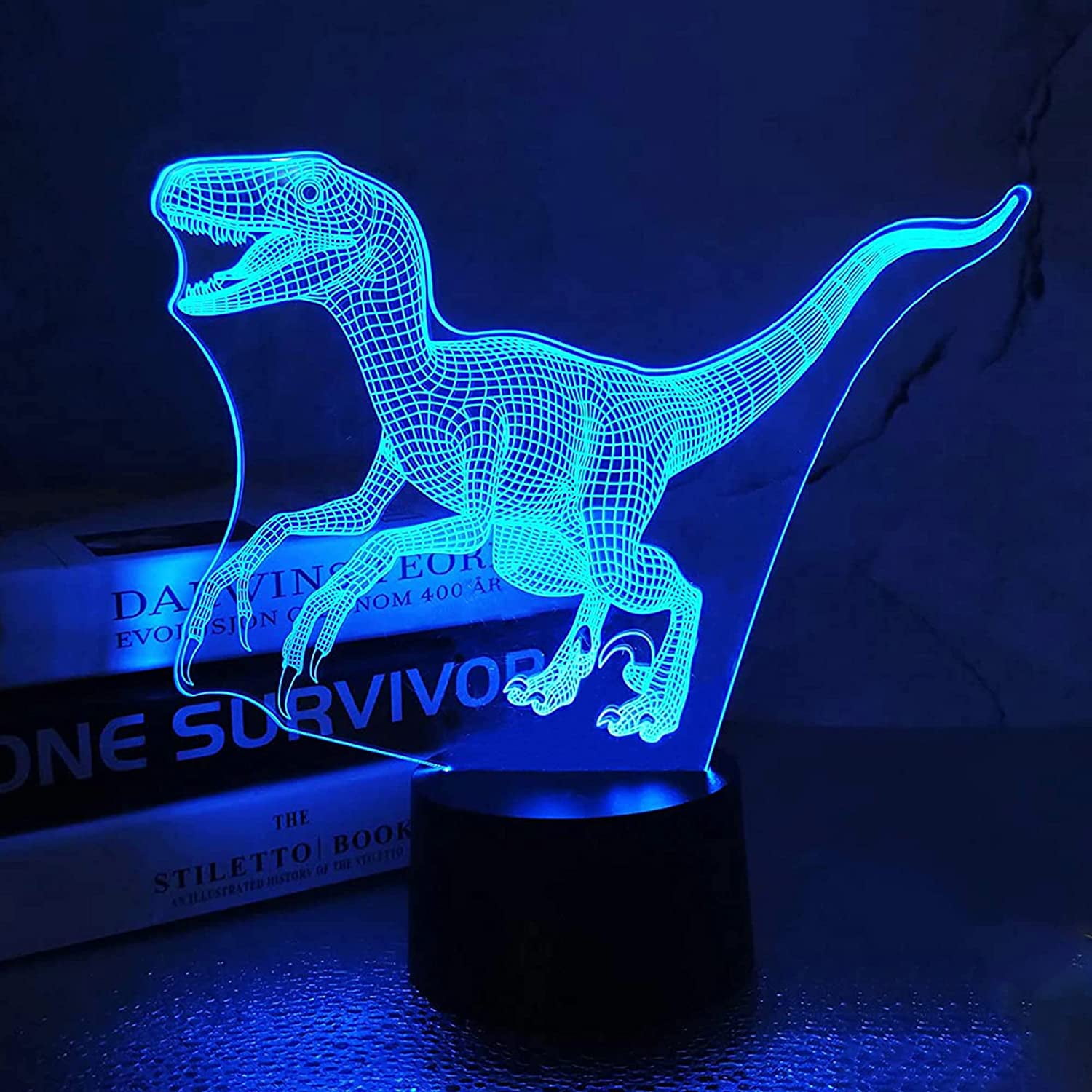 YSITIAN Dinosaur 3D Night Light Jurassic Velociraptor Projection LED ...