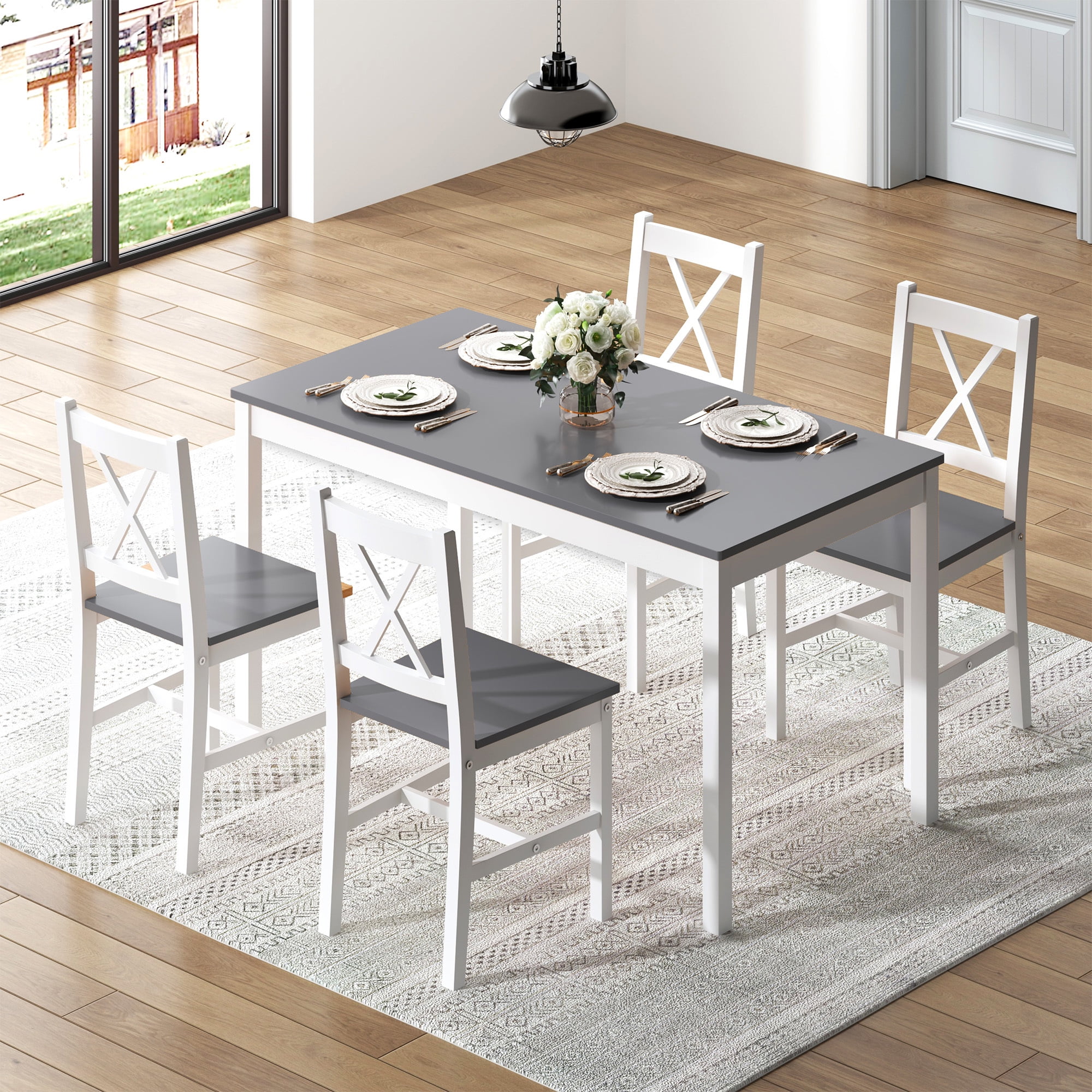 Click here for Soges 47 Dining Table Set For 4  5-Piece Wood Kitc... prices