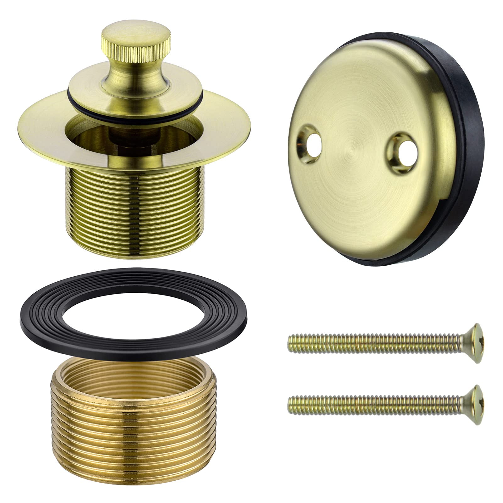 Brass Bathtub Drain Kit, Lift and Turn Tub Drain Kit with Two-Hole Tub ...