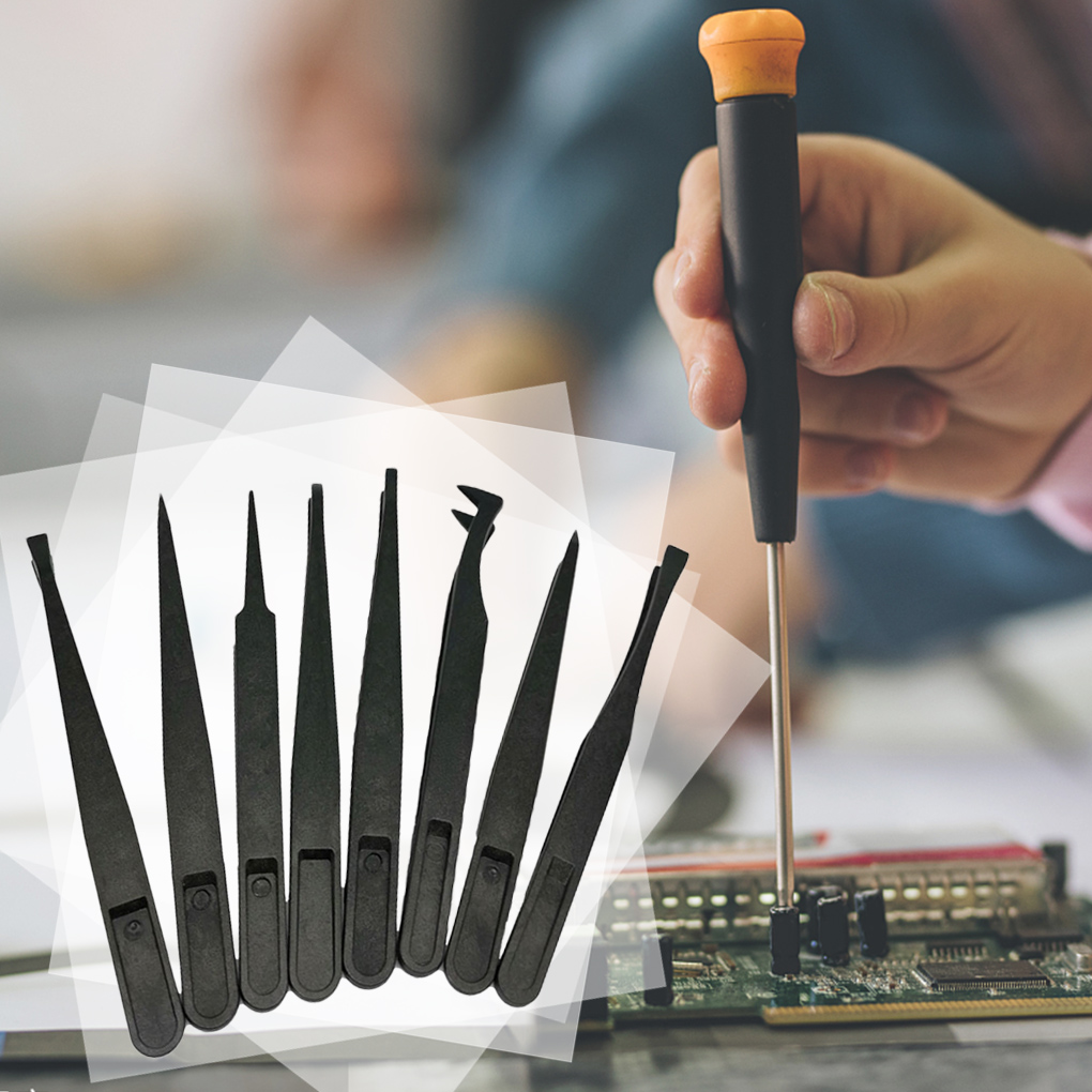 Elenxs 8pcs Anti-static Electronic Tweezers Kit Plastic Electronics DIY ...