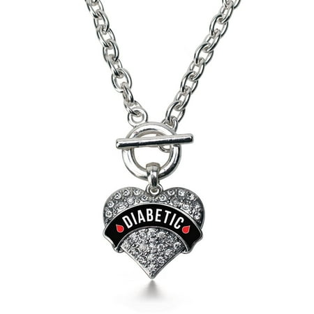 Inspired Silver - Diabetic Medical Alert Pave Heart Toggle Necklace ...