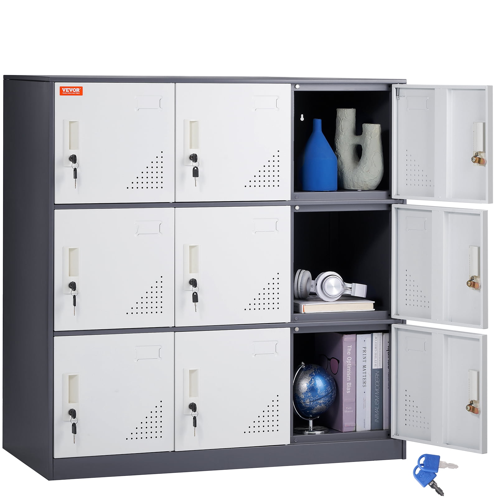 BENTISM 9 Doors Metal Locker Metal Storage Cabinet Locker Employees Steel Storage Cabinet Locker ...