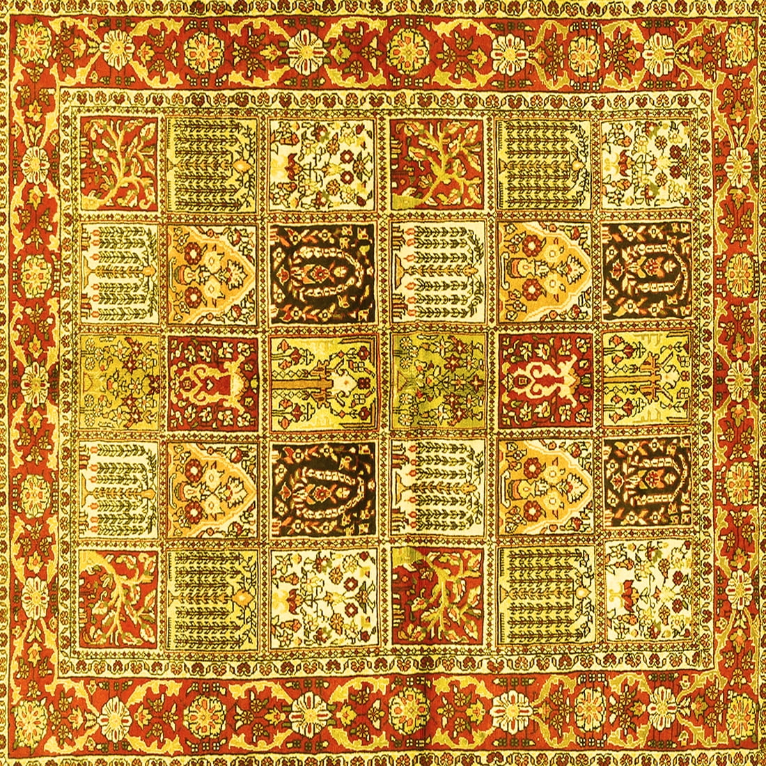 Ahgly Company Indoor Square Persian Yellow Traditional Area Rugs, 6 ...