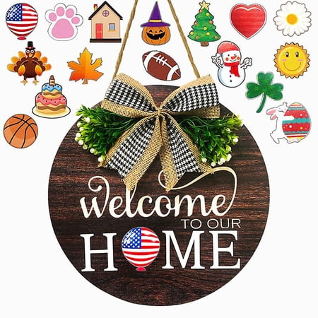 Interchangeable Seasonal Welcome Sign For Front Door Farmhouse Front ...