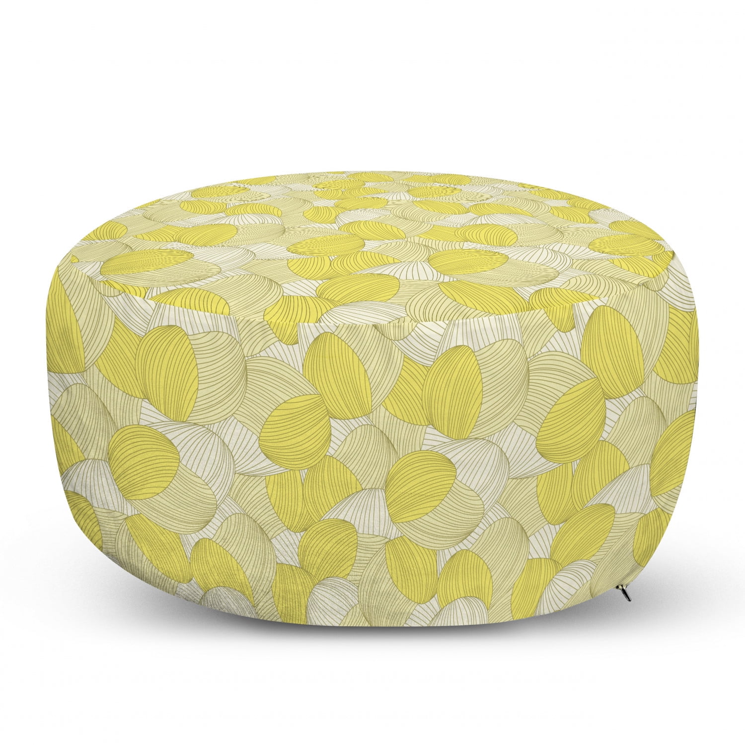 Abstract Pouf Cover with Zipper, Soft Tone Repetitive Pattern of Leaves ...