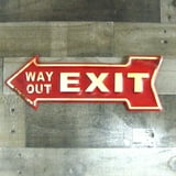 Embossed Metal Fire Emergency Exit Way Out Arrow Sign Indoor Outdoor ...