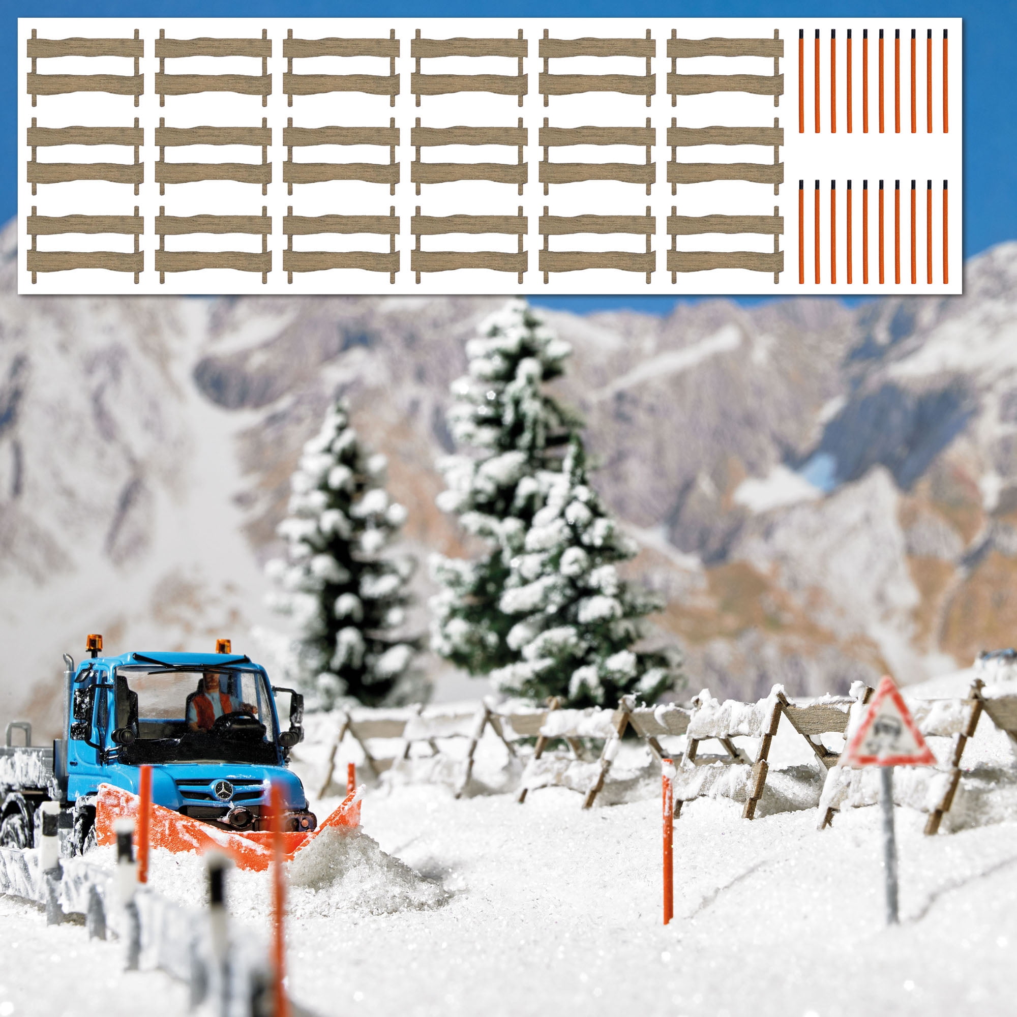 Busch HO Scale Snow Fences and Snow Marker Poles - 18 Fence Sections ...