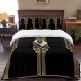 Double Arches Duvet Cover Set Full Size, Vintage Traditional Black Gold ...