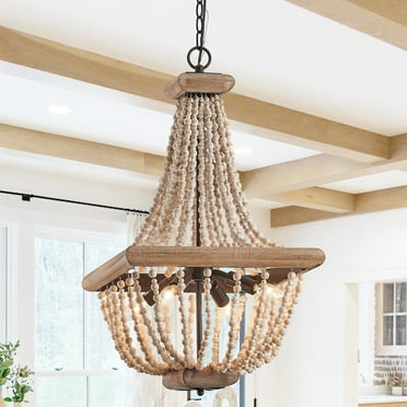 Parrot Uncle Wooden Beaded Pendant Light - Bohemian Chandelier Ceiling ...