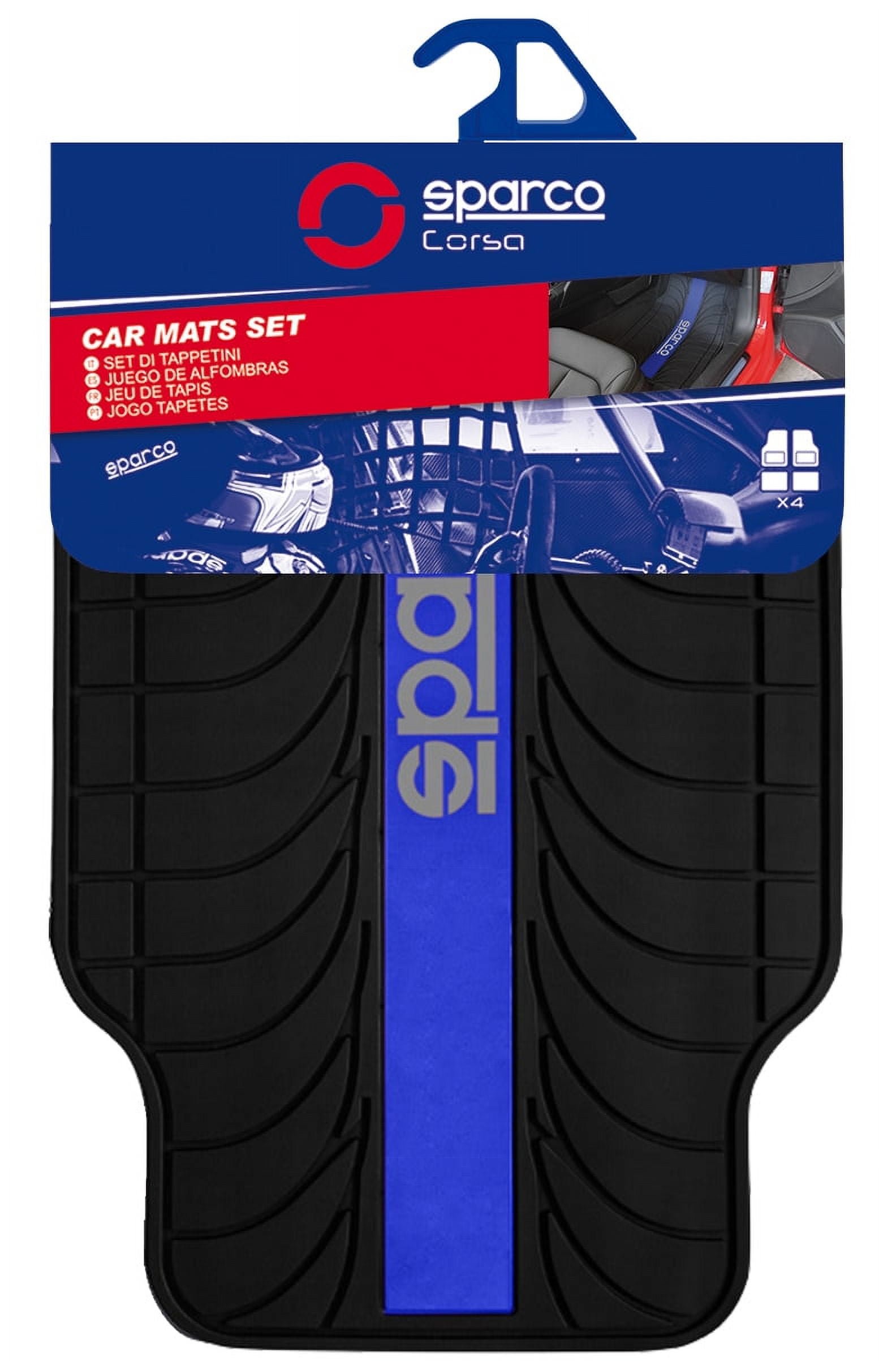 TAPETE PARA AUTOMOVIL SPARCO NEGRO CON AZUL 4 PIEZAS | Walmart en línea