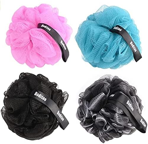 Sharsal (Pack of 4) Bath and Shower Loofah | Multi-Color Shower Puff ...