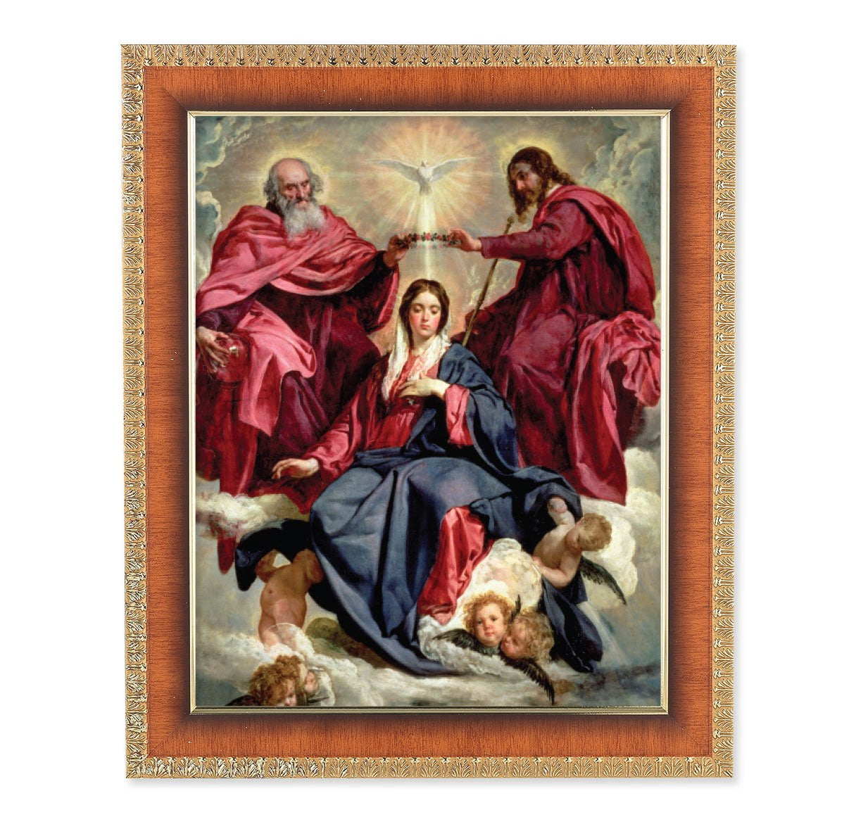 Crown of Mary Picture Framed Wall Art Decor Large, Lacquered Natural ...