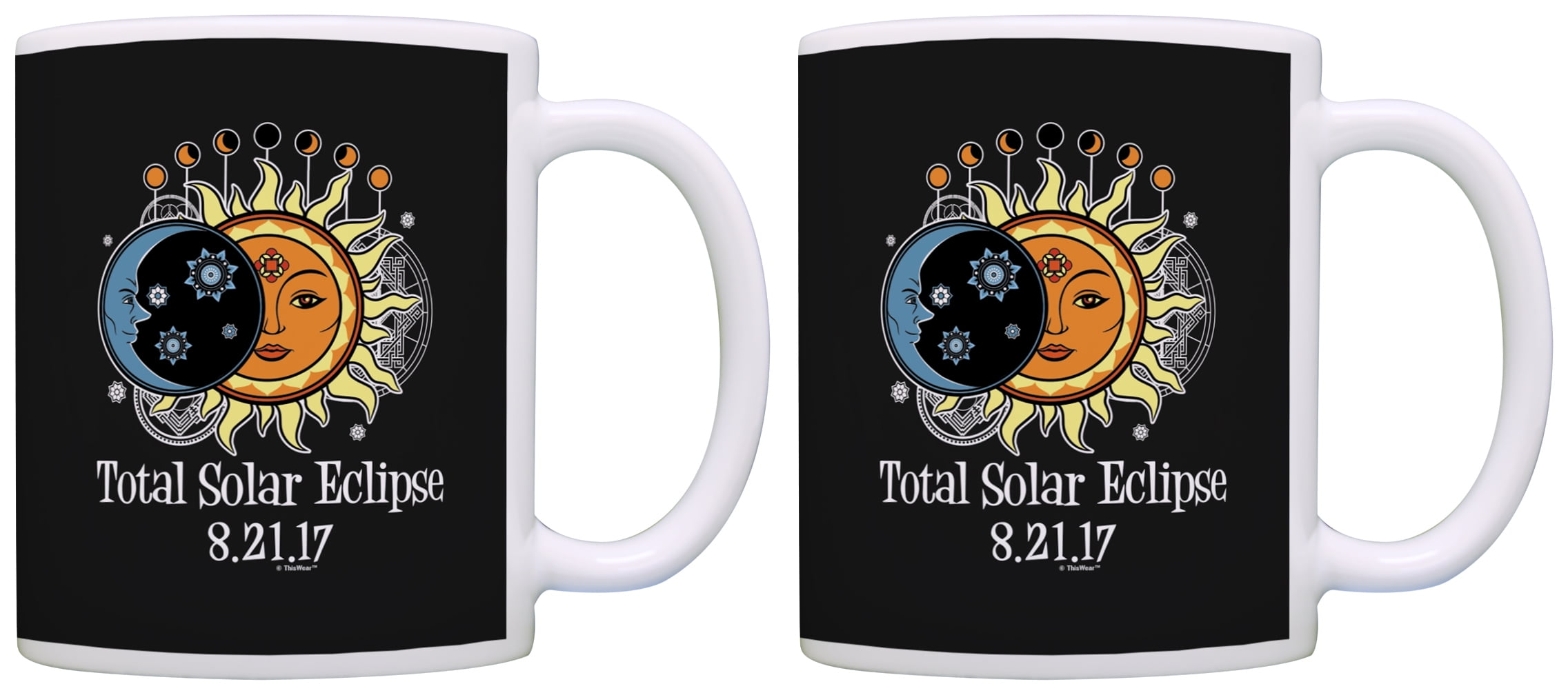 ThisWear Solar Eclipse Mugs Sun & Moon Phases Astrology Mandala Total ...