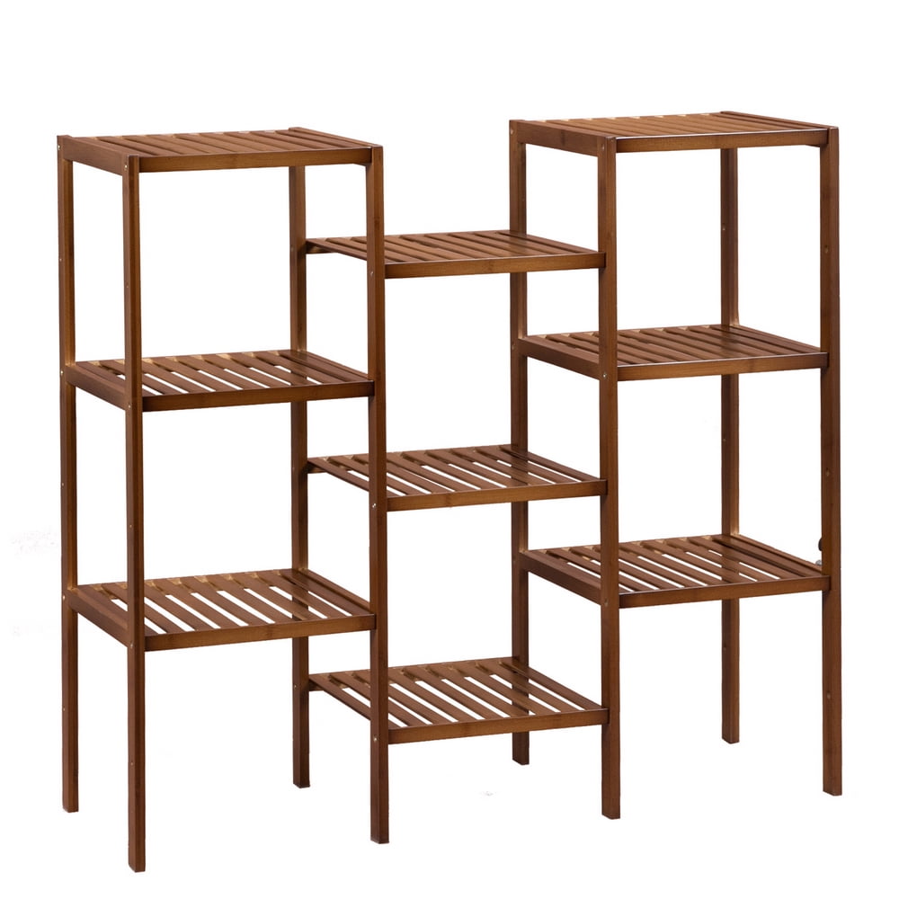 Veryke 9-Shelf Bamboo Plant Stand, Indoor Outdoor Display Rack for ...