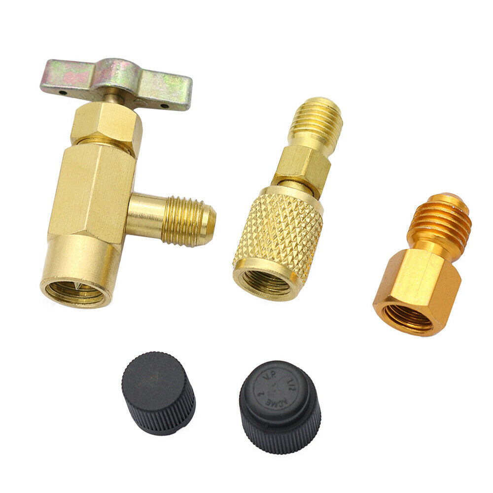 5 Pcs R1234yf R134a R12 Refrigerant Can Tap Adapter Fittings 1 4SAE 1 2 5-pcs-r1234yf-r134a-r12-refrigerant-can-tap-adapter-fittings-1-4sae-1-2