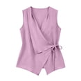 Aezemi Women's Wrap Sleeveless Tank Tops, Ruched V Neck Tie Waist ...