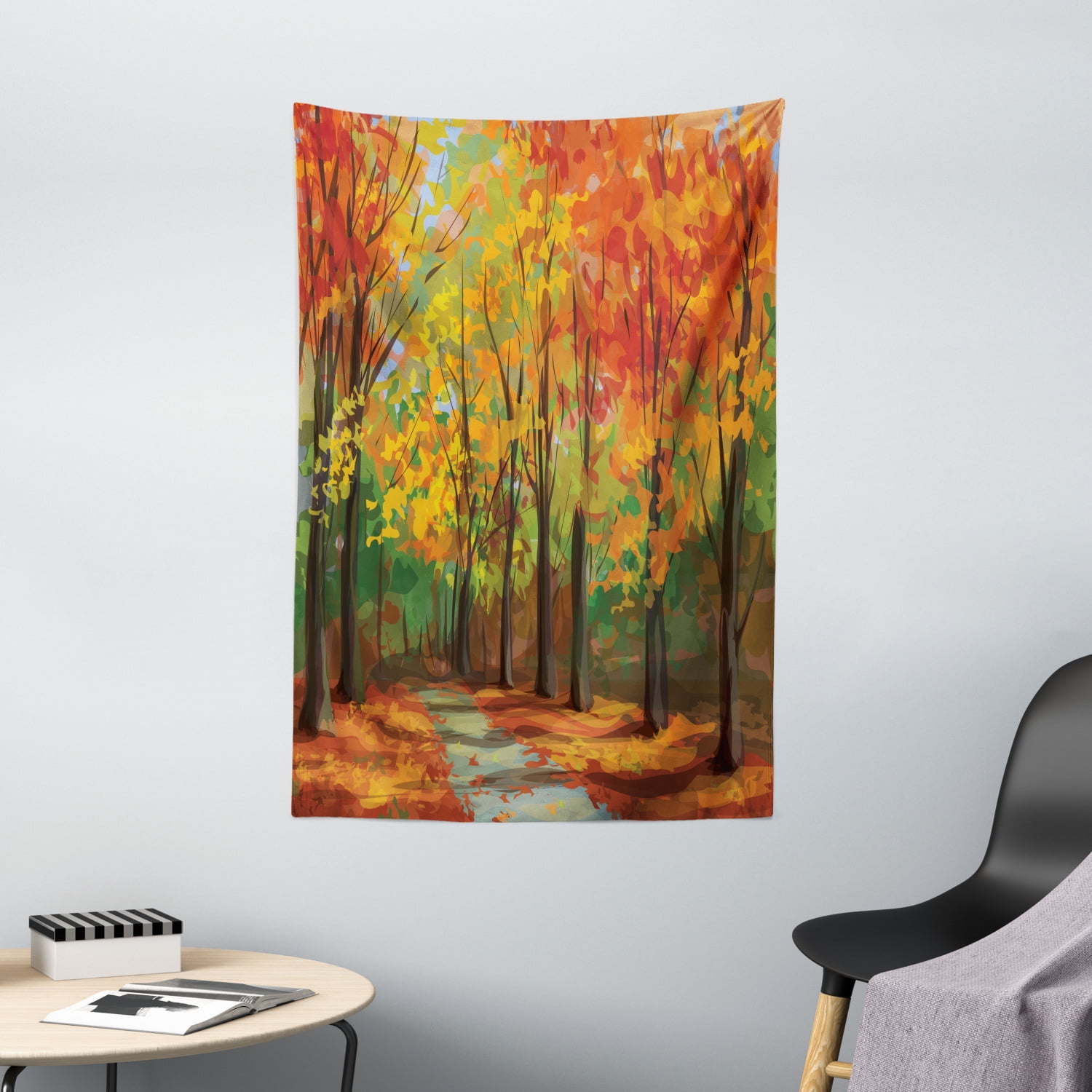 Rustic Tapestry, North Woods Falling Leaves Fall Park Road Autumn ...