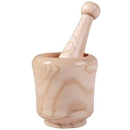 Wooden Mortar and Pestle, Hand Garlic Press Grinder Chopper Herb Spice ...