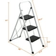 HomGarden 3-Step Ladder Folding Steel Step Stool with Handgrip, Wide ...