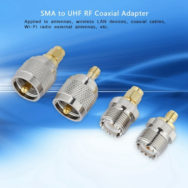 4 Kit Adaptador SMA a UHF UHF Macho/Hembra a SMA Hembra/Macho Adaptador Coaxial RF Aplicado a ...