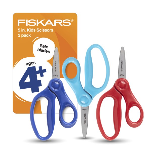 Fiskars 5" Pointed Kids Scissors, 3 Pack Assorted Colors - Walmart.com