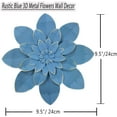 9.5 Inch Ocean Blue Metal Flower Wall Art Decor - Rustic Modern Floral ...
