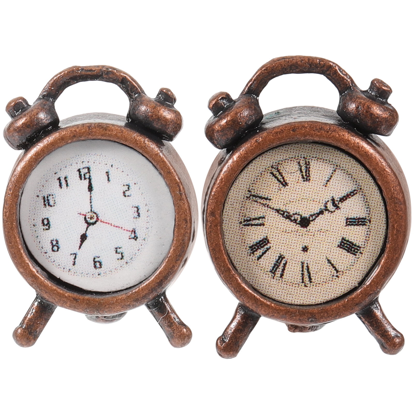 2pcs Mini Alarm Clock Models Miniature Clock Toy Kids Pretend Play Toy ...