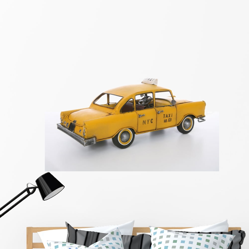 Old Vintage Taxi Cab Wall Mural Decal by Wallmonkeys Vinyl Peel and ...