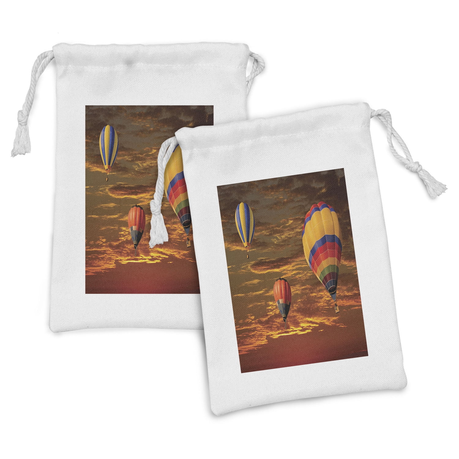 Balloon Fabric Pouch Set of 2, Skyscape Photo at Cloudy Sunset Time ...