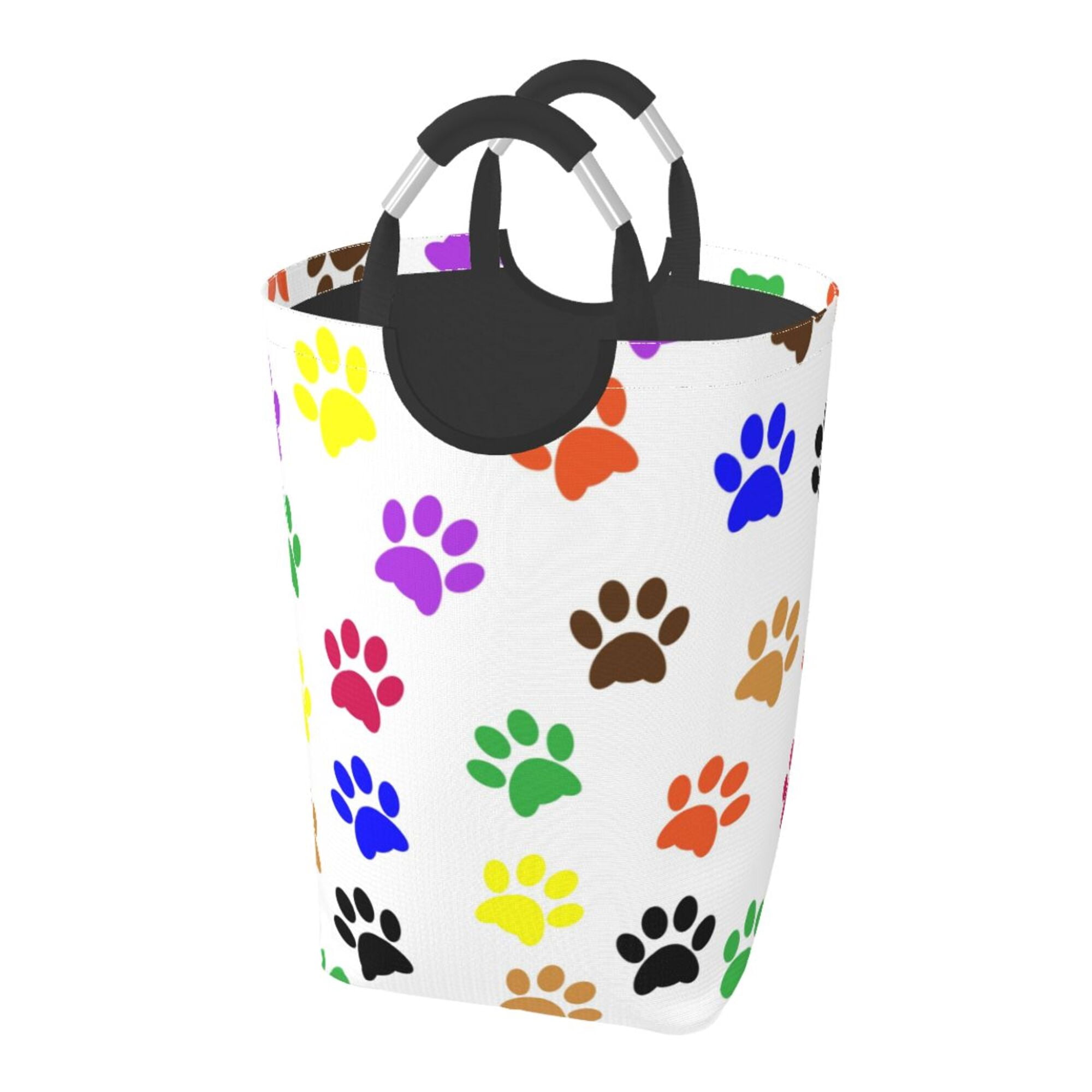 DouZhe 50L Rectangular Laundry Basket, Colourful Pet Dog Paw Prints ...
