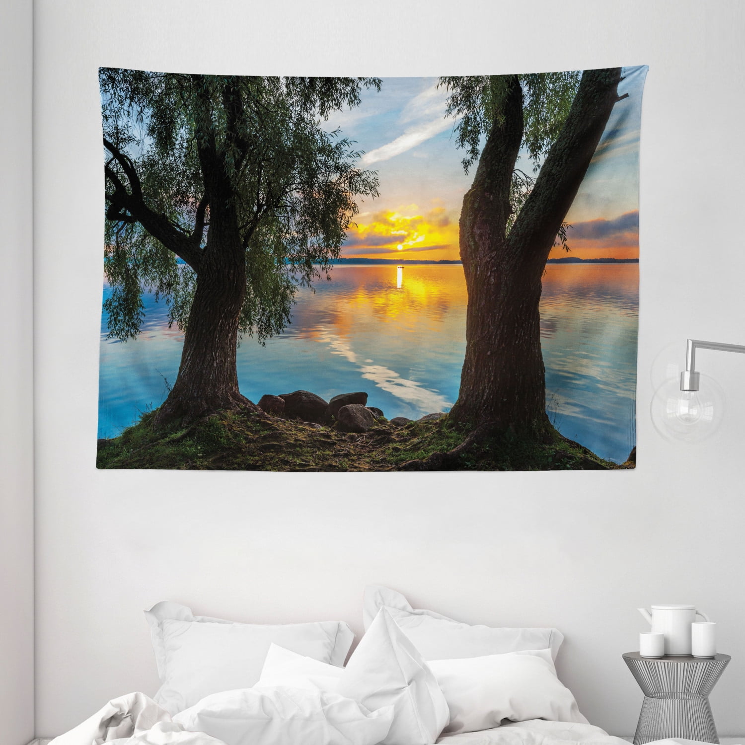 Willow Tree Tapestry, Dramatic Scenery Nature View Sunrise over the ...