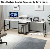 Natwind Two Person Desk with Storage Shelves, Double Desk with PC case ...