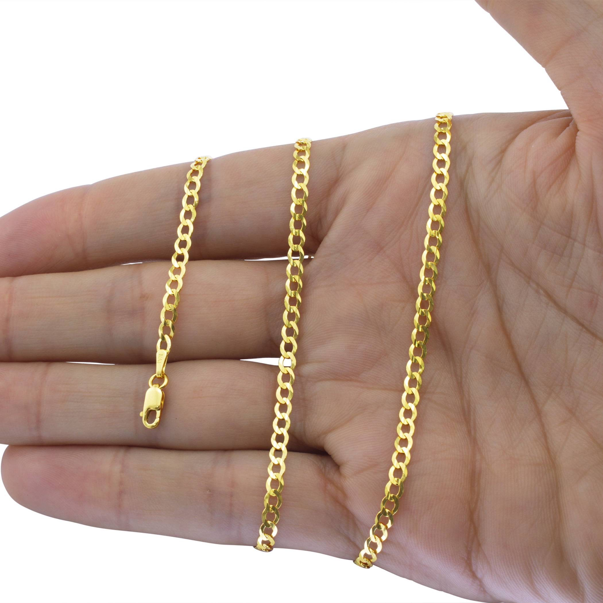14k 3mm Open Concave Curb Chain Length 7 In 14 Kt Yellow Gold
